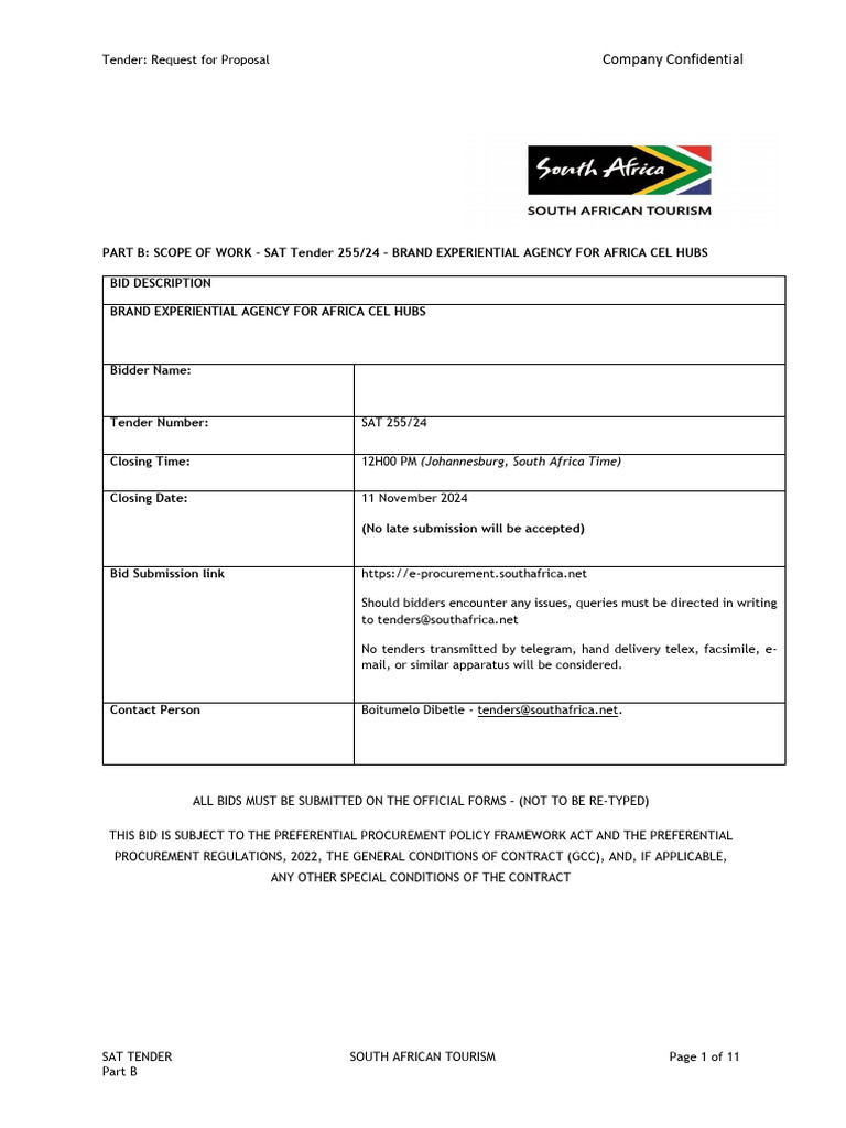 Part B - Scope of Work For B Sat Tender 255 - 24 - Brand Experiential ...