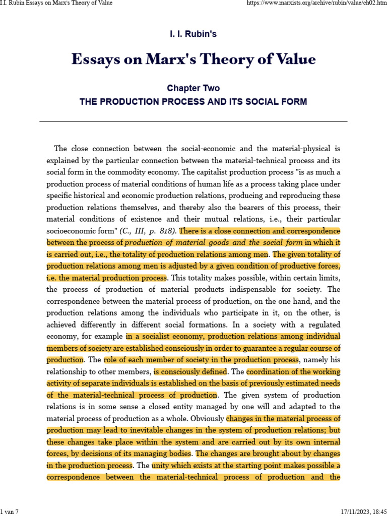 I.I. Rubin Essays on Marx's Theory of Value 2 | PDF | Value (Economics ...