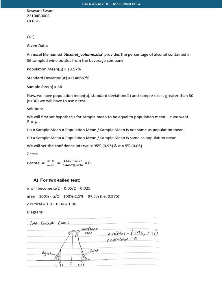 22104B0003 Assignment4 DA | PDF | Sample Size Determination ...