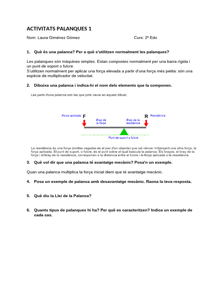 Actividades Palancas 1 | PDF