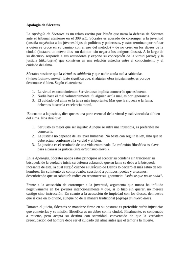 Actum de Apología de Sócrates | PDF | Sócrates | Disculpa (Platón)