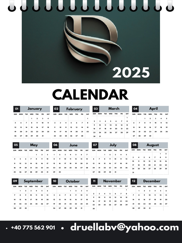 Gray and White Illustrative Calendar 2025 Document PDF | PDF