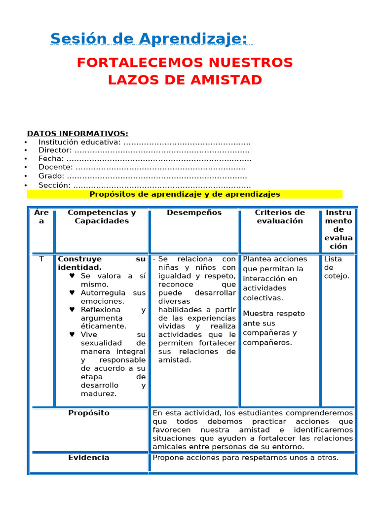 Fortaleciendo la Amistad en Clase | PDF | Amistad | Egoismo psicologico