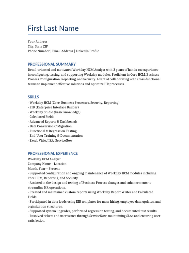 Workday HCM Resume | PDF