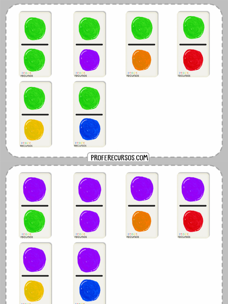 Learning Colors Domino Game Proferecursos | PDF