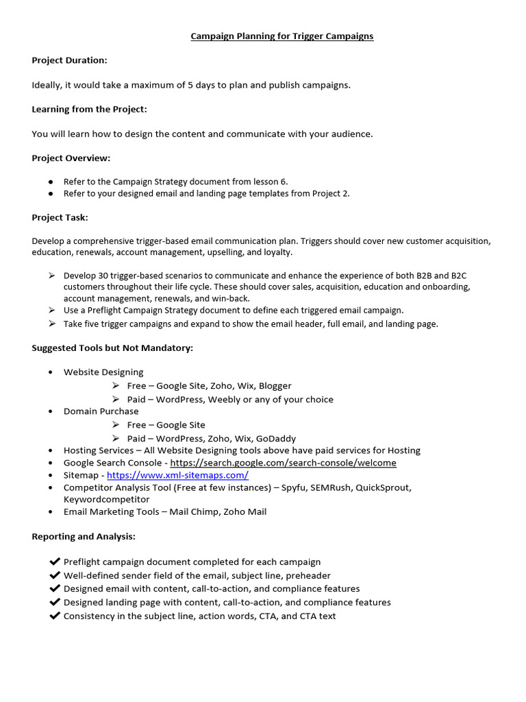 Project 4 - Campaign Planning for Trigger Campaigns | PDF