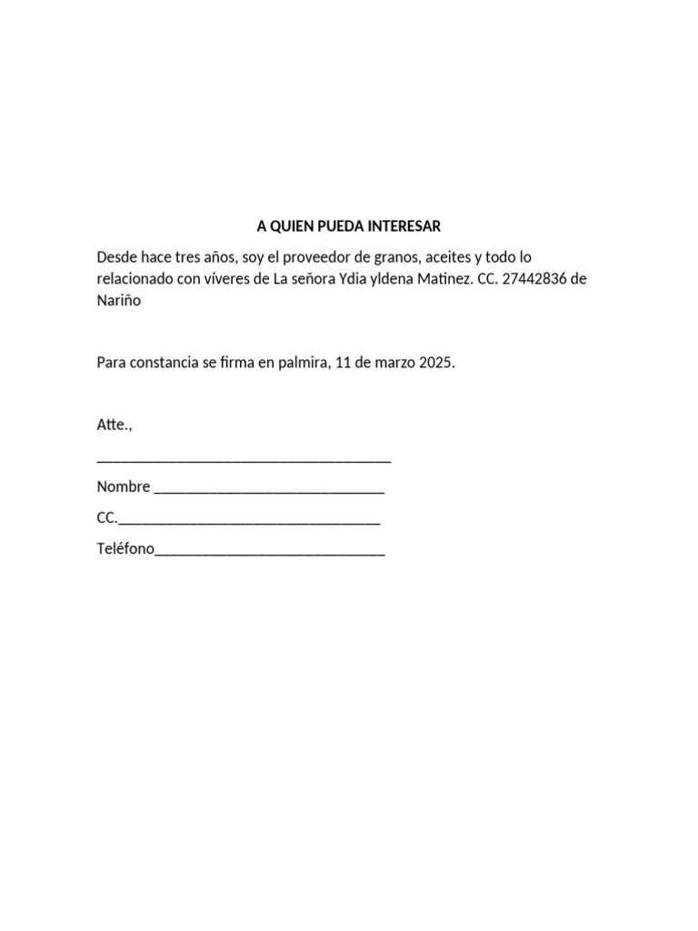 A Quien Pueda Interesar | PDF