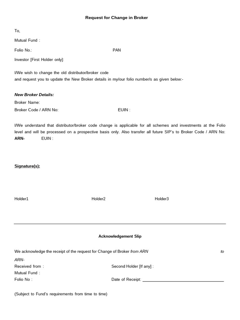 Change of Broker Request Form | PDF