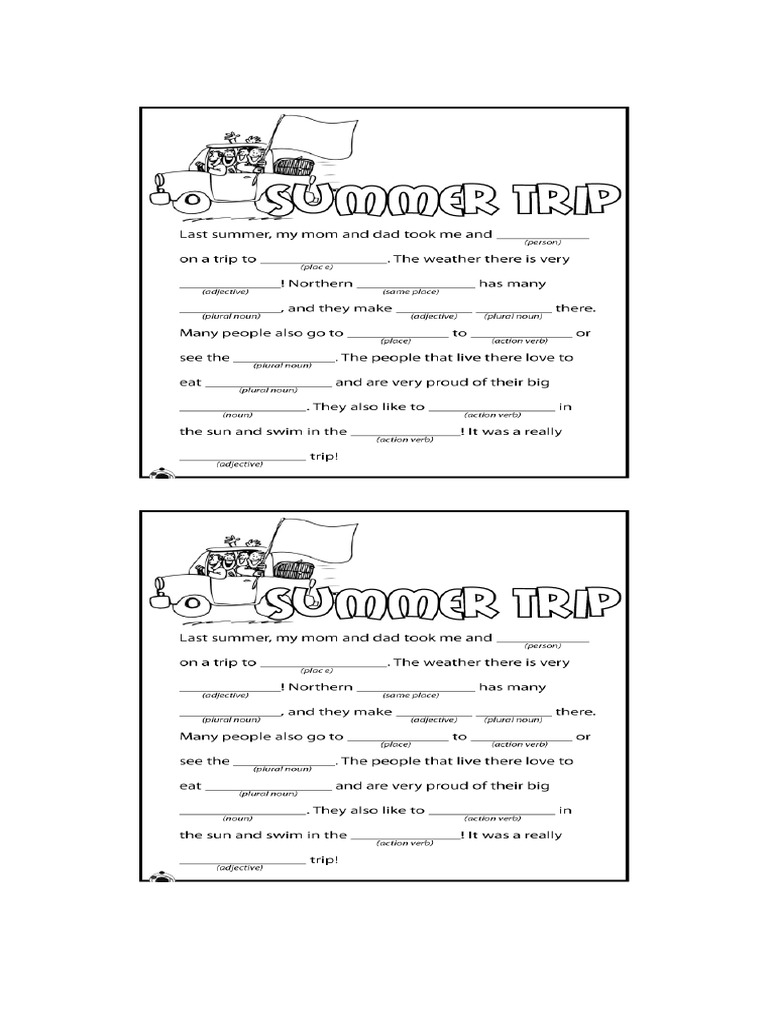 MAD LIB - Summer Trip | PDF