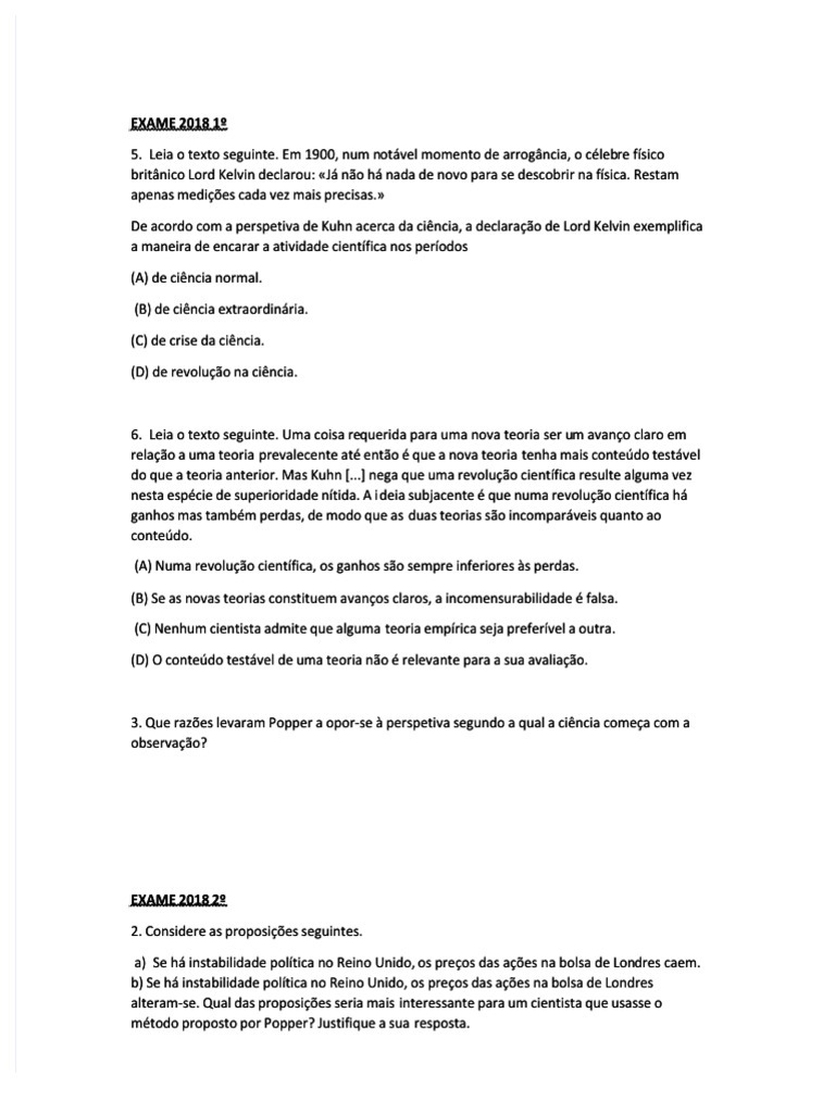 PDF Popper e Khun em Examesdocx - Compress | PDF | Science | Método científico