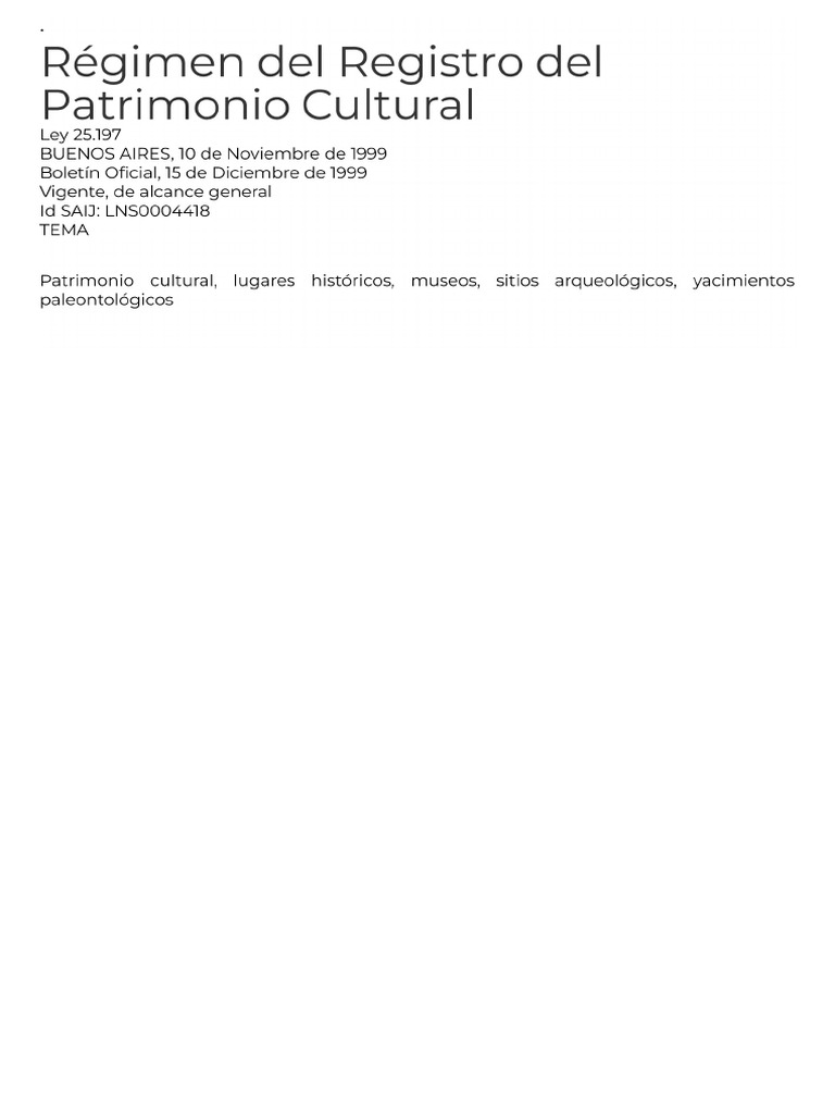 Régimen Del Registro Del Patrimonio Cultural | PDF