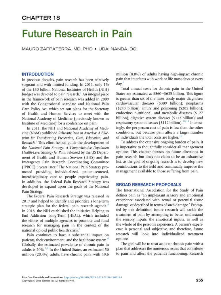 Zappaterra, Mauro - Nanda, Udai - Future Research in Pain (2021 ...