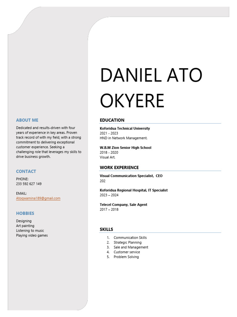 Daniel Ato Okyere: Visual Communication Specialist | PDF