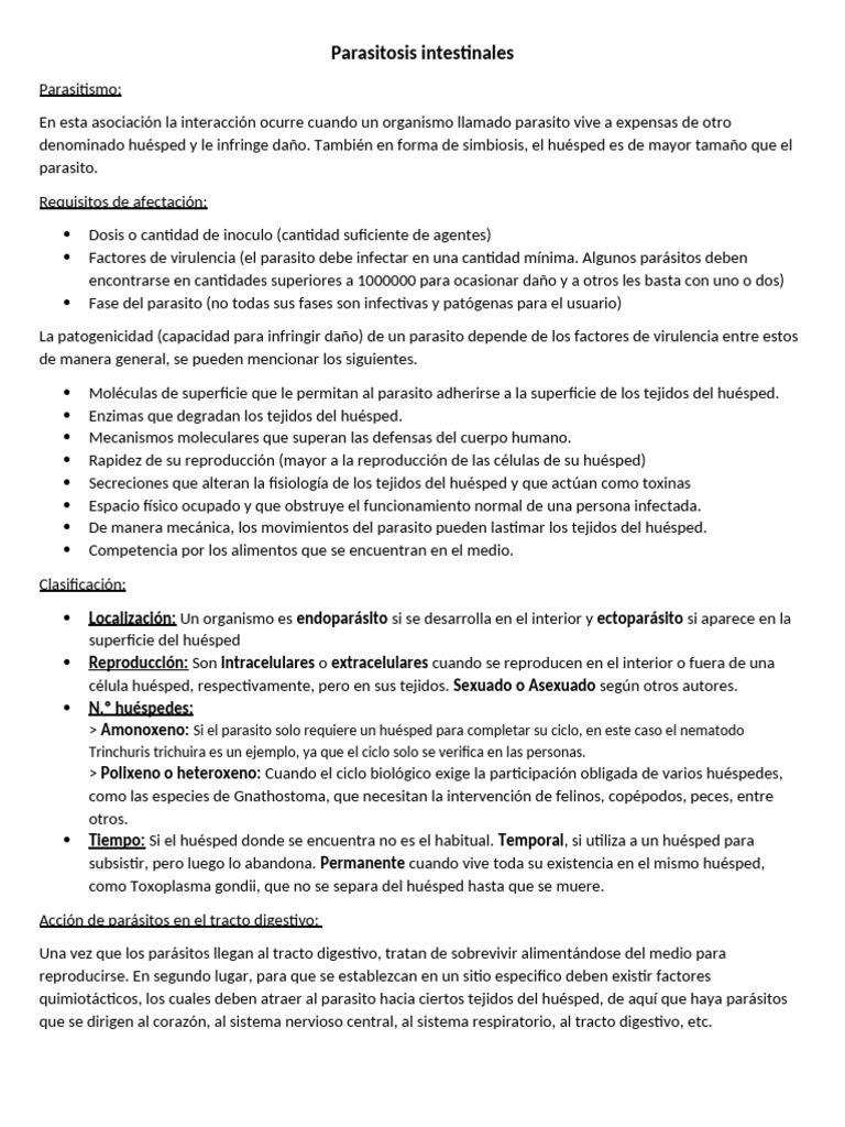 Parasitosis Intestinales | PDF | Enfermedades y trastornos | Medicina ...