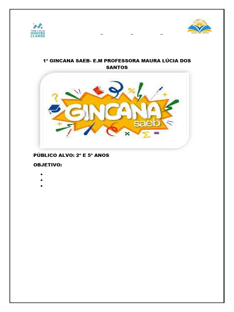 Gincana SAEB na E.M. Profª Maura Lúcia | PDF