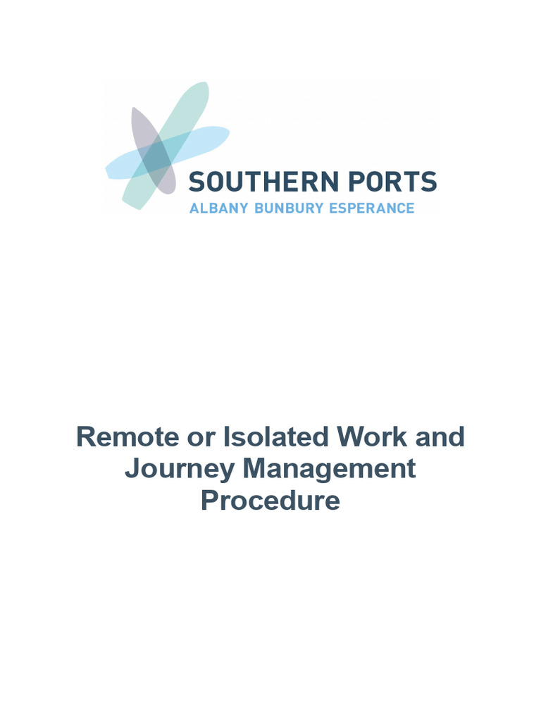 Procedure - ALL- Remote or Isolated Work and Journey Management ...