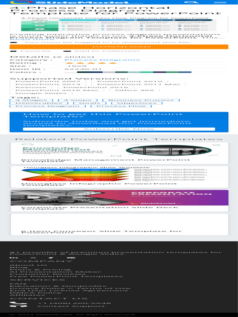 4-Phase Horizontal Process Diagram Template For PowerPoint | PDF ...