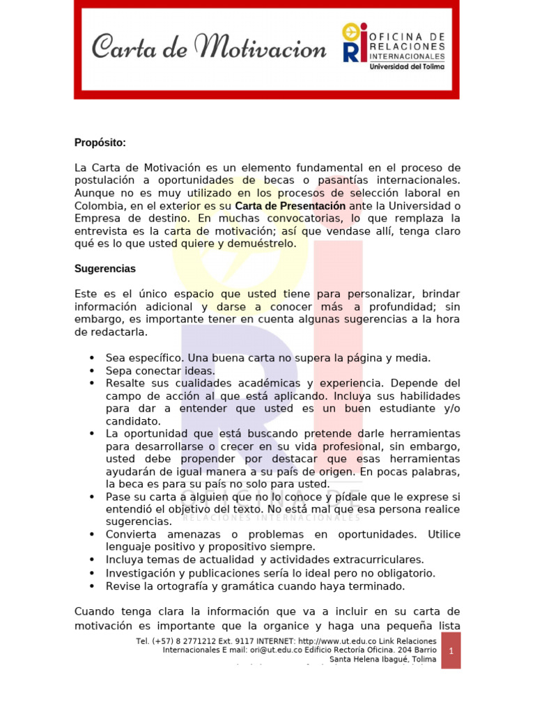 Carta de Motivacion para la UNAM | PDF