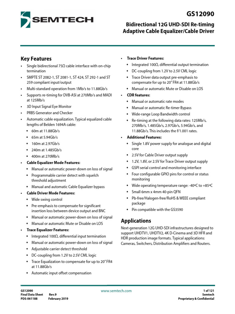 GS12090 Final Data Sheet Rev9 | PDF | Passivity (Engineering) | Power ...