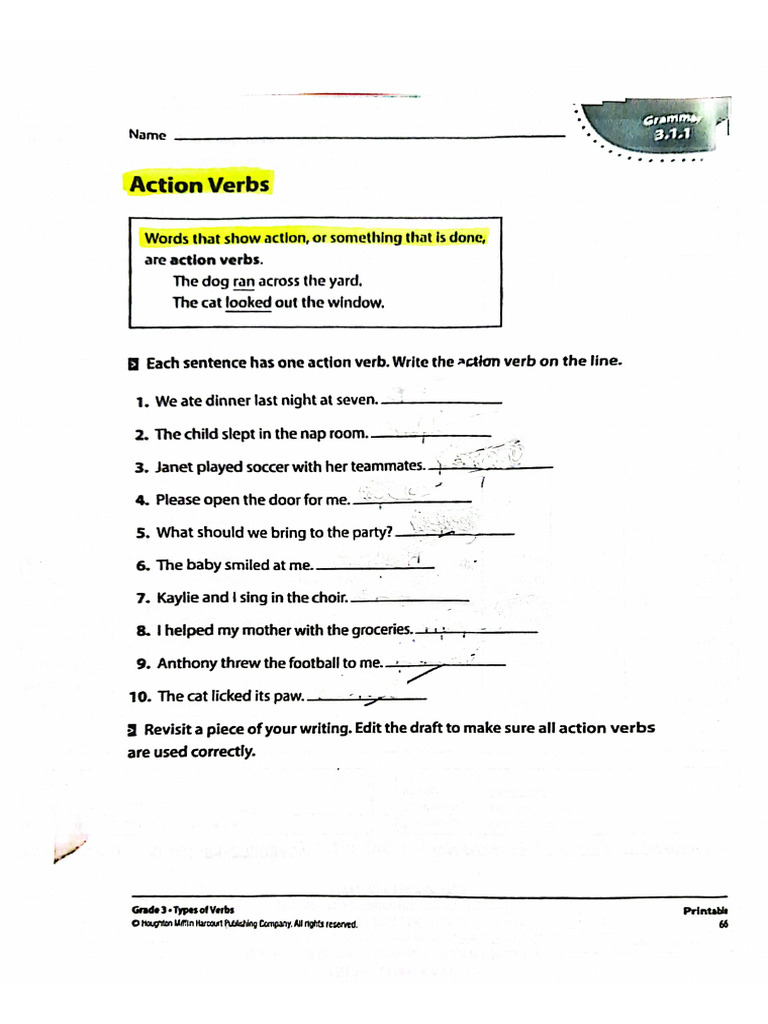 Action Verbs and Being Verbs | PDF