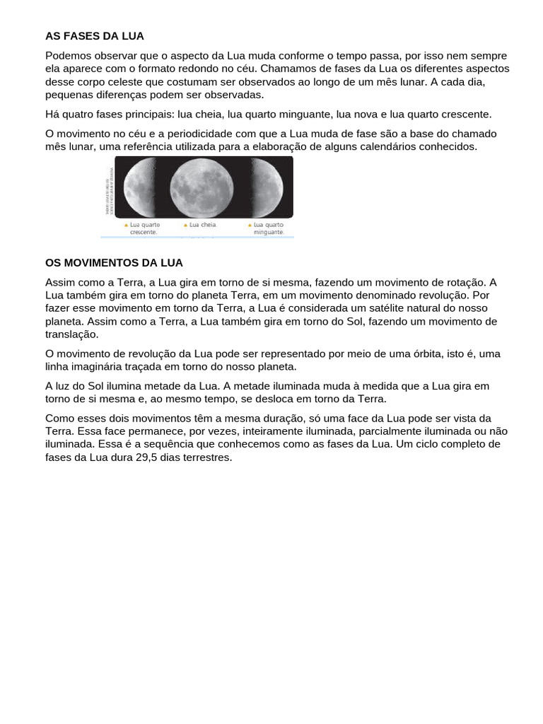 AS FASES DA LUA | PDF