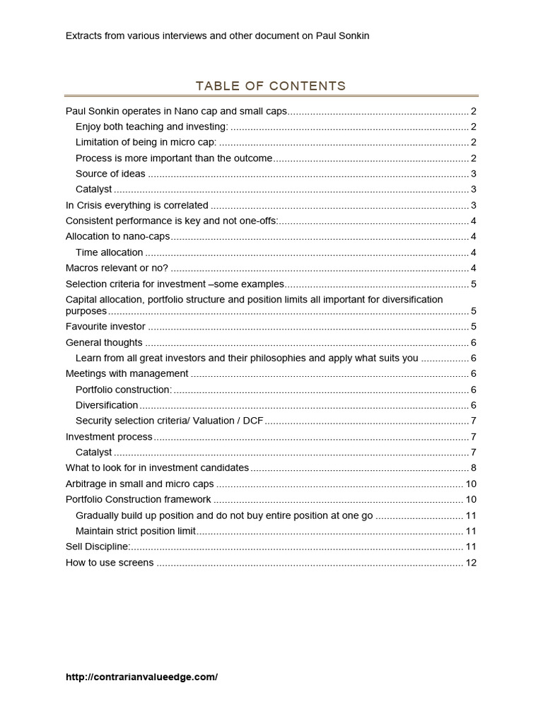 Insights on Paul Sonkin's Investment Strategies | PDF | Diversification ...