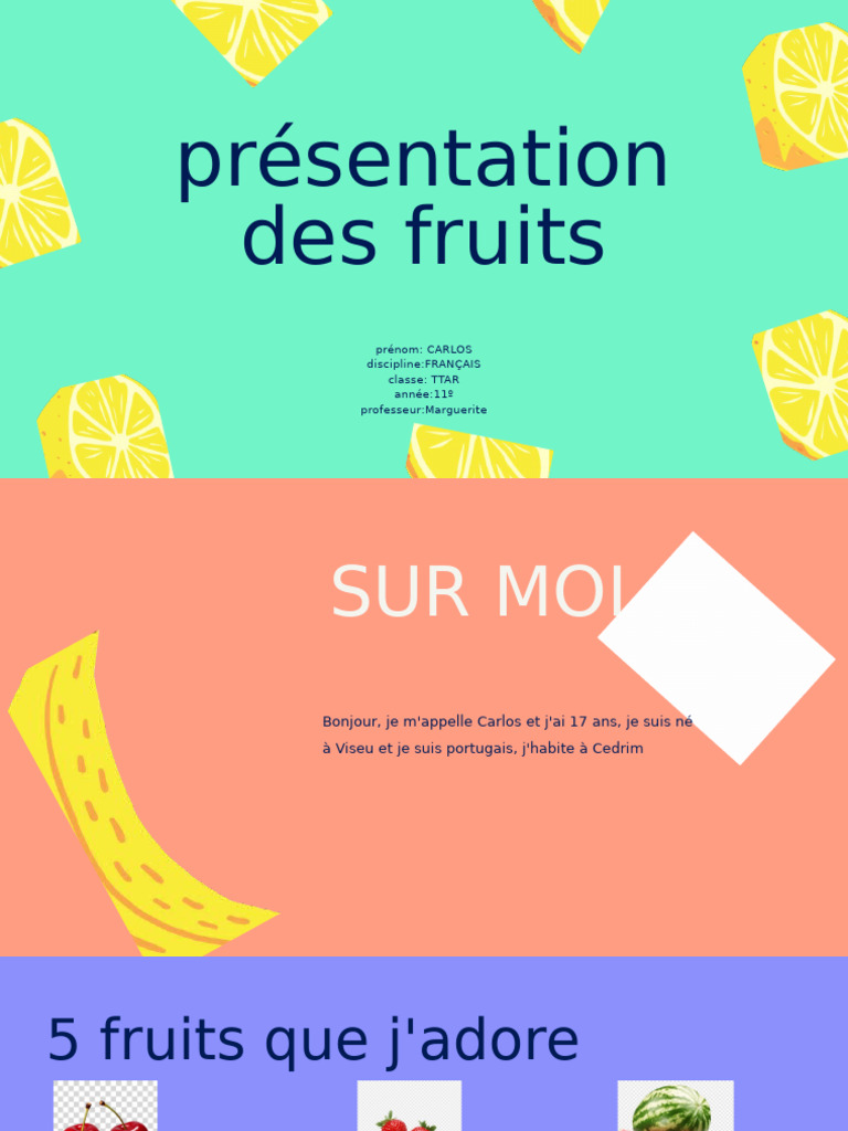 Présentation Des Fruits | PDF