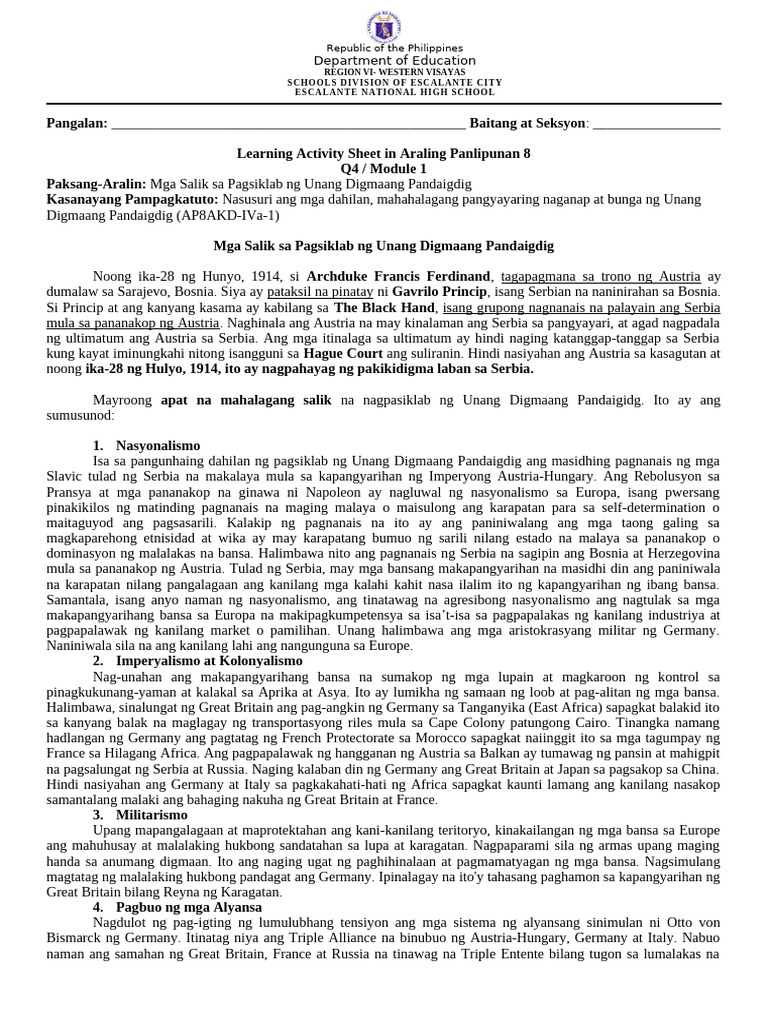 ACTIVITY SHEET Q4 Module 1 | PDF