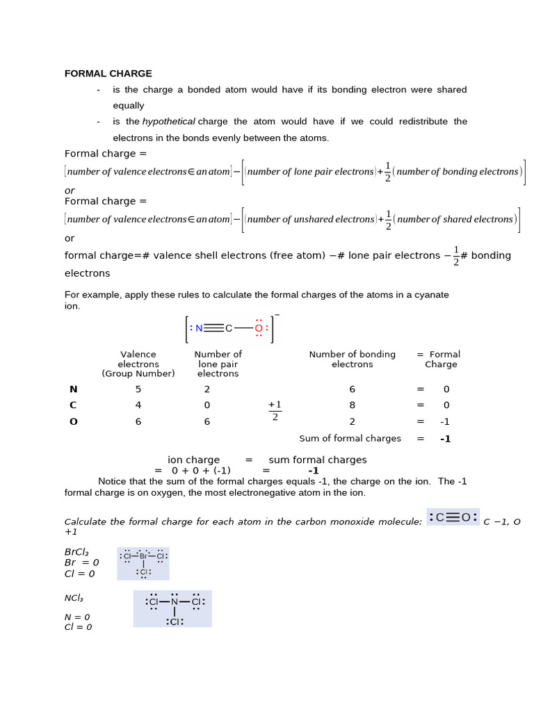 Understanding Formal Charge in Molecules | PDF | Chemical Bond | Ion