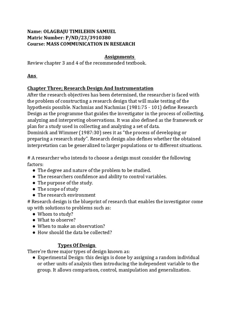 Research Assignment Olagbaju | PDF | Sampling (Statistics) | Sample Size Determination