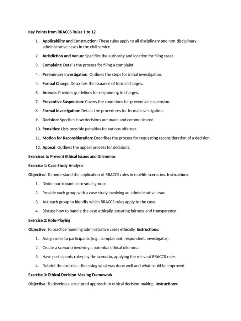 Key Points From RRACCS Rules 1 To 12 | PDF | Complaint | Appeal