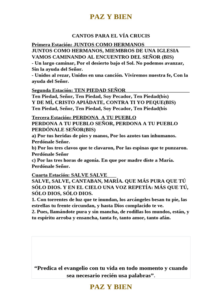 Cantos para El Vía Crucis | PDF | Cristo (título) | Amor
