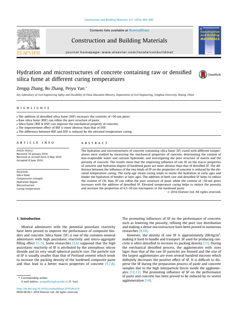 Hydration and Microstructures of Concrete Containing Raw or Densified ...