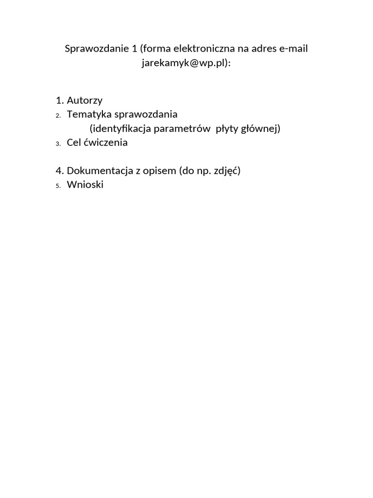 Dokumentacja Sprawozdanie | PDF