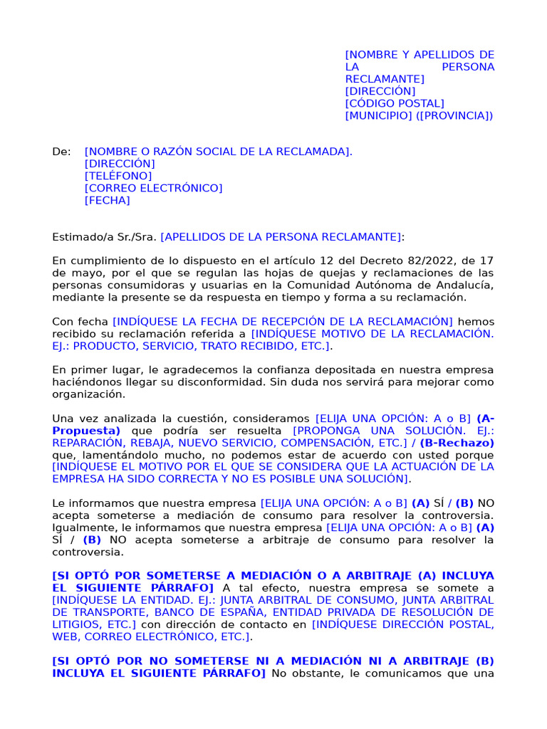 Respuesta a Hoja de Reclamaciones | PDF | Arbitraje | Mediación