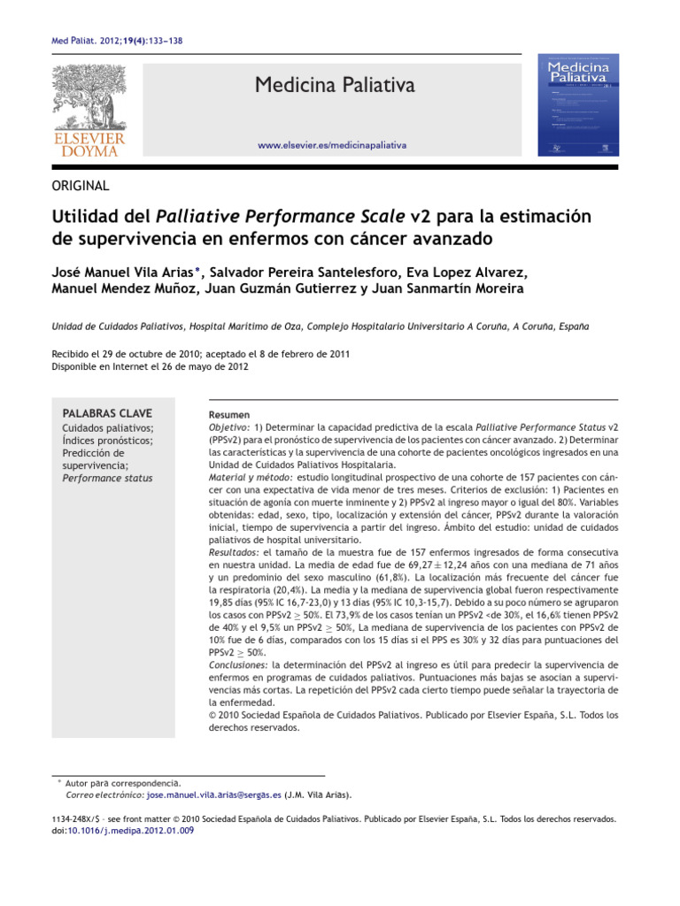 Utilidad del PPSv2 en cáncer avanzado | PDF | Hospital | Cáncer