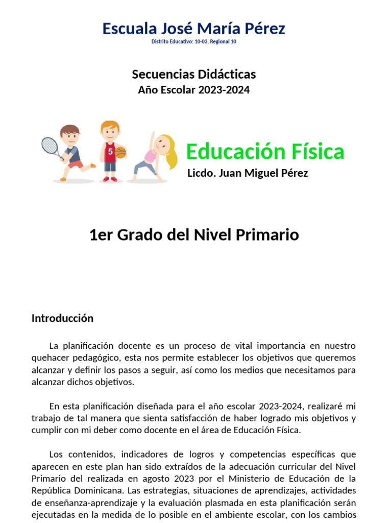 Educ. Fisica 1ro Primaria | PDF | Educación primaria | Ritmo
