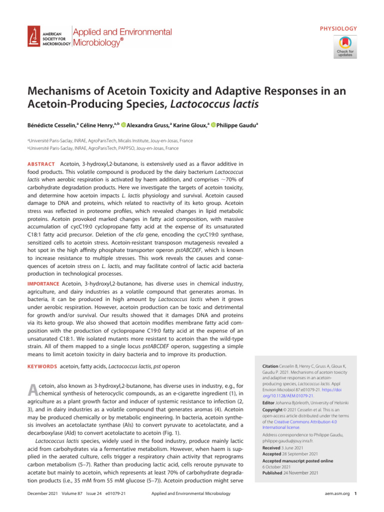 Mechanisms of Acetoin Toxicity | PDF | Polymerase Chain Reaction | Proteins