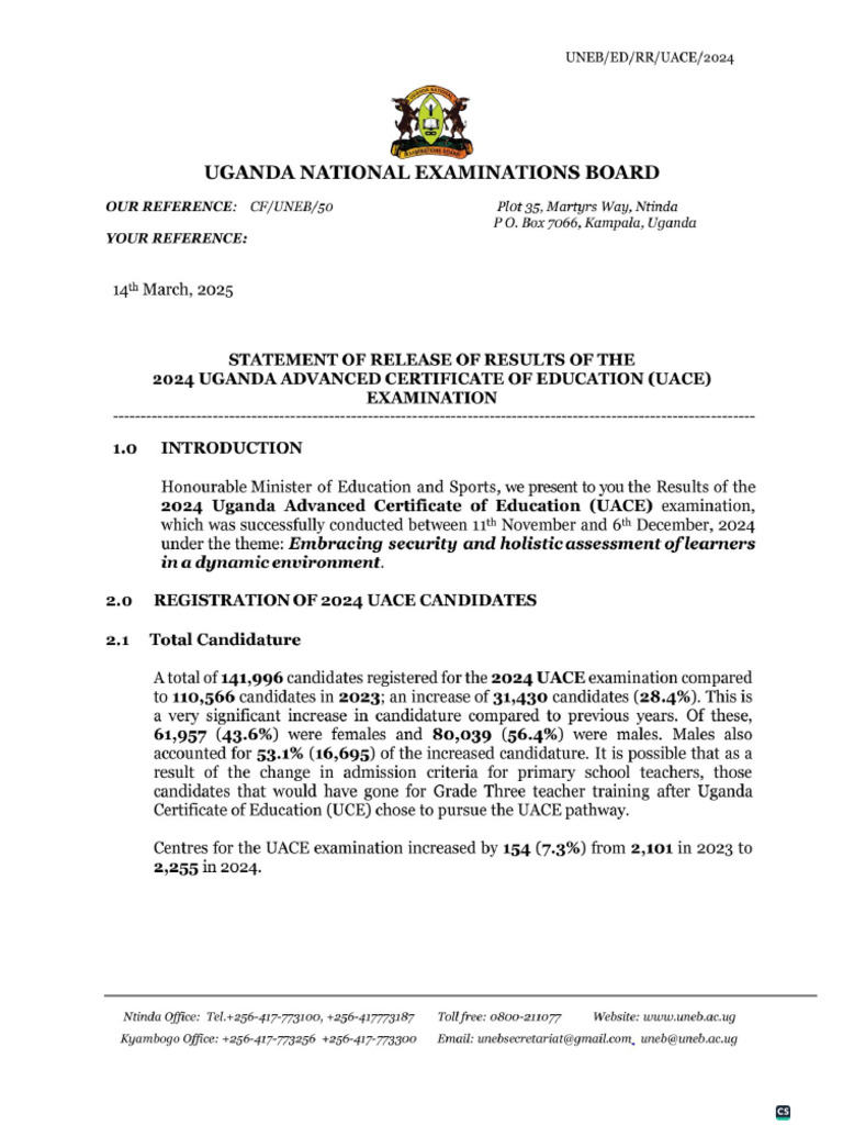 Final - 2024 Uace - Statement of Release of Results | PDF