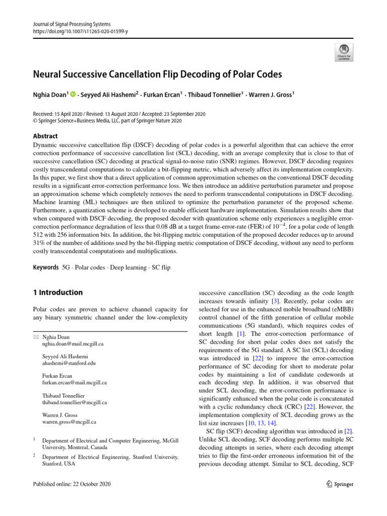 Ibook - Pub Neural Successive Cancellation Flip Decoding of Polar Codes | PDF | Error Detection ...