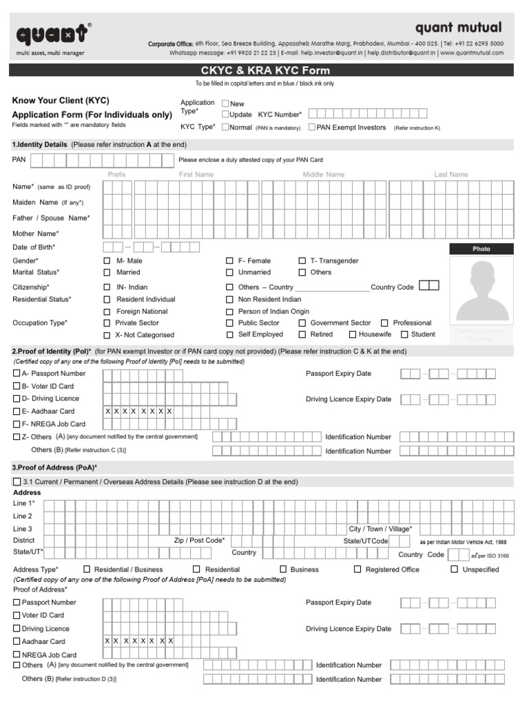 CKYC_and_KRA_KYC_Form_Individuals | PDF | Identity Document | Driver's ...