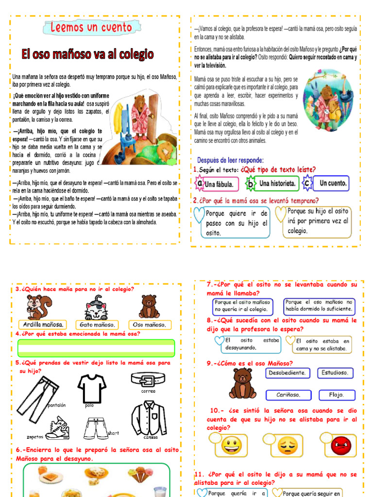 El oso mañoso va al colegio | PDF