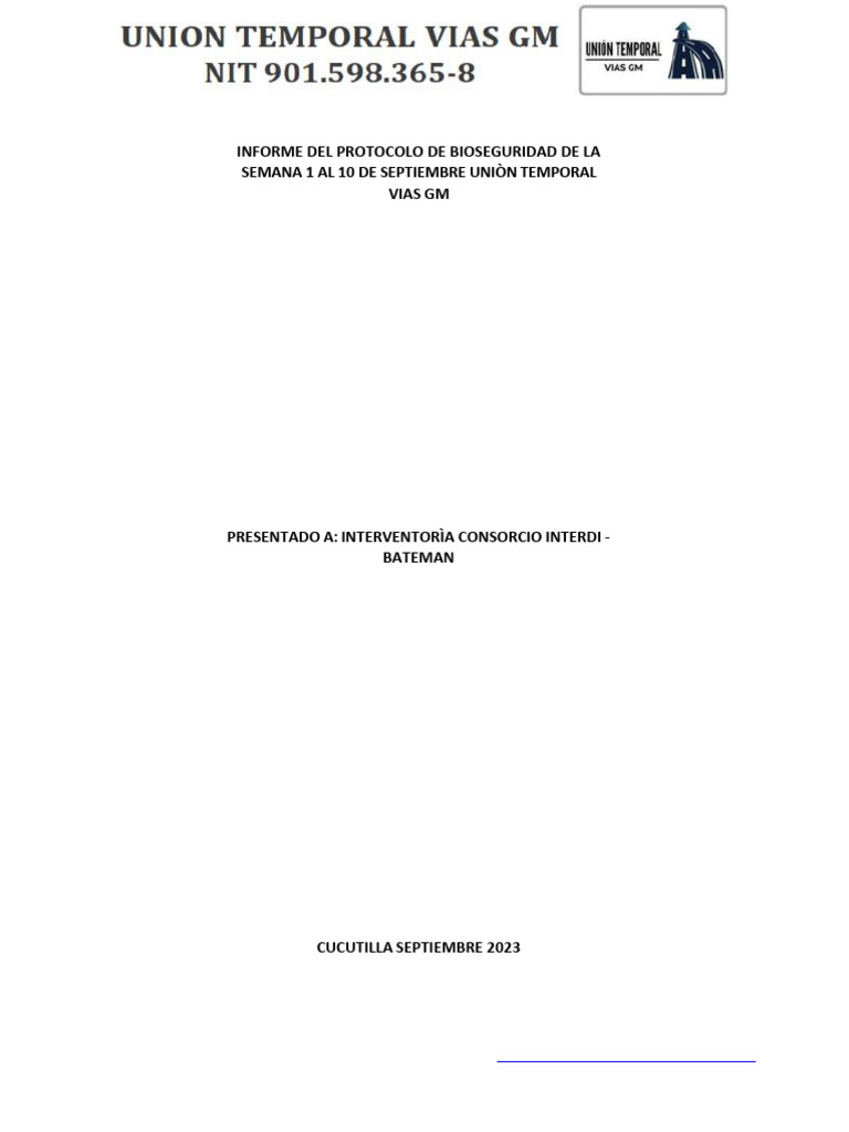 Informe Semanal Papso Vias GM 1 Al 10 de Septiembre | PDF