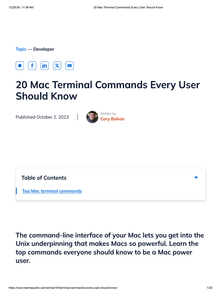 20 Mac Terminal Commands Every User Should Know | PDF | Computer File | Command Line Interface