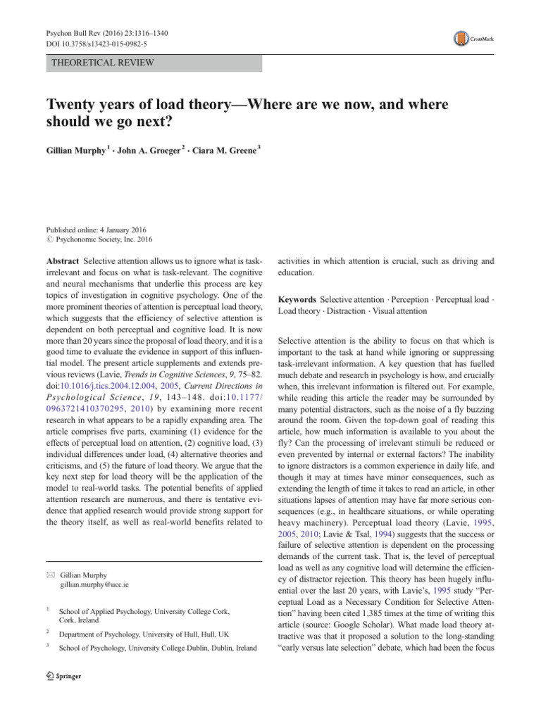 Twenty Years of Load Theory | PDF | Attention | Perception