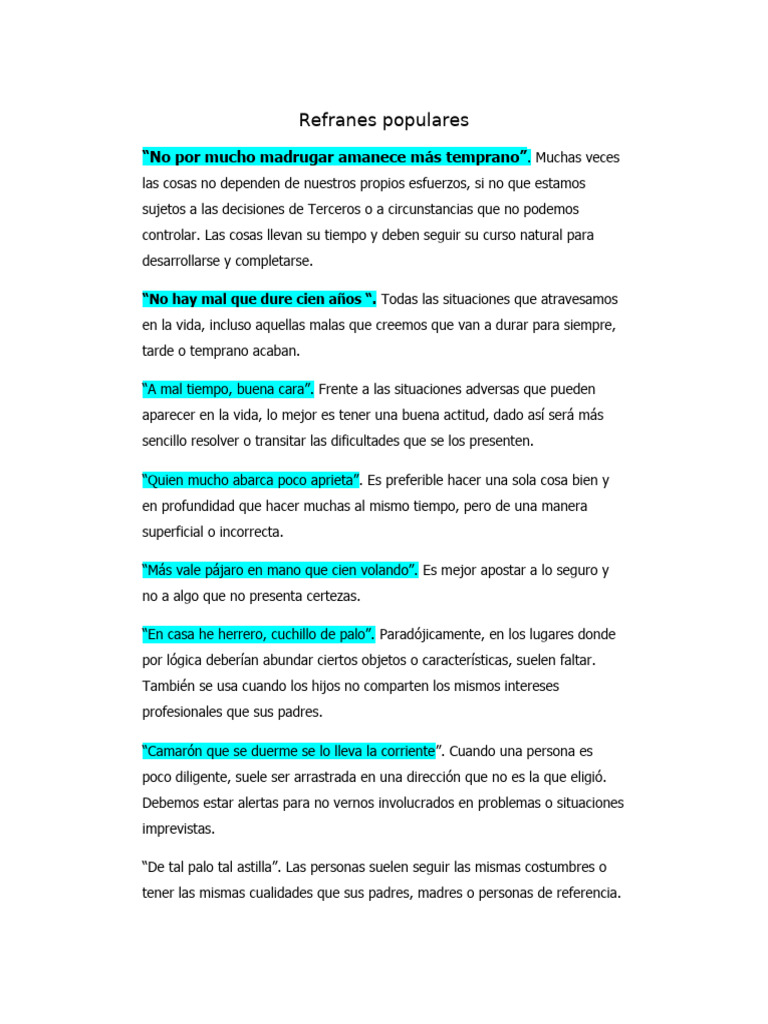 Refranes Populares | PDF