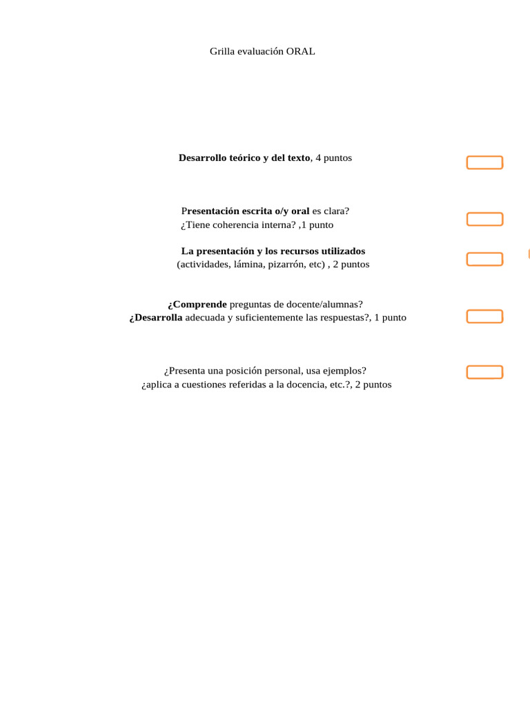 Grilla de Evaluación para Presentaciones Orales | PDF