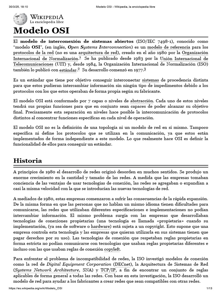 Modelo OSI | PDF | Modelo osi | Red de computadoras