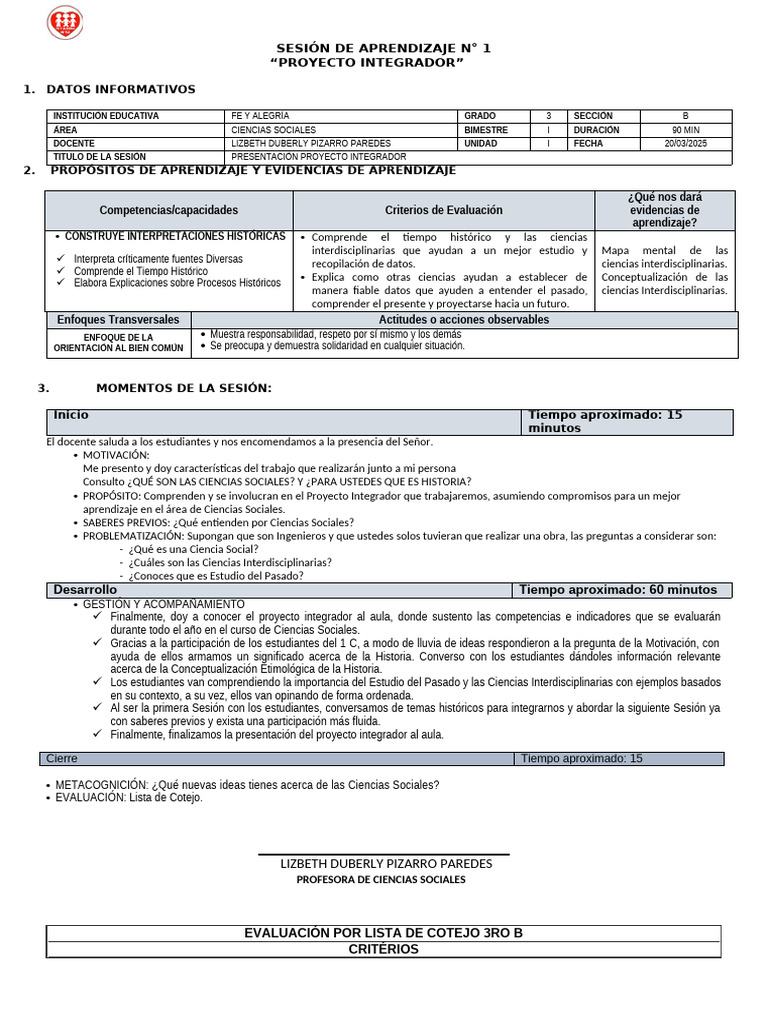 Sesión de Aprendizaje - CCSS 3B | PDF | Aprendizaje | Conceptos psicologicos