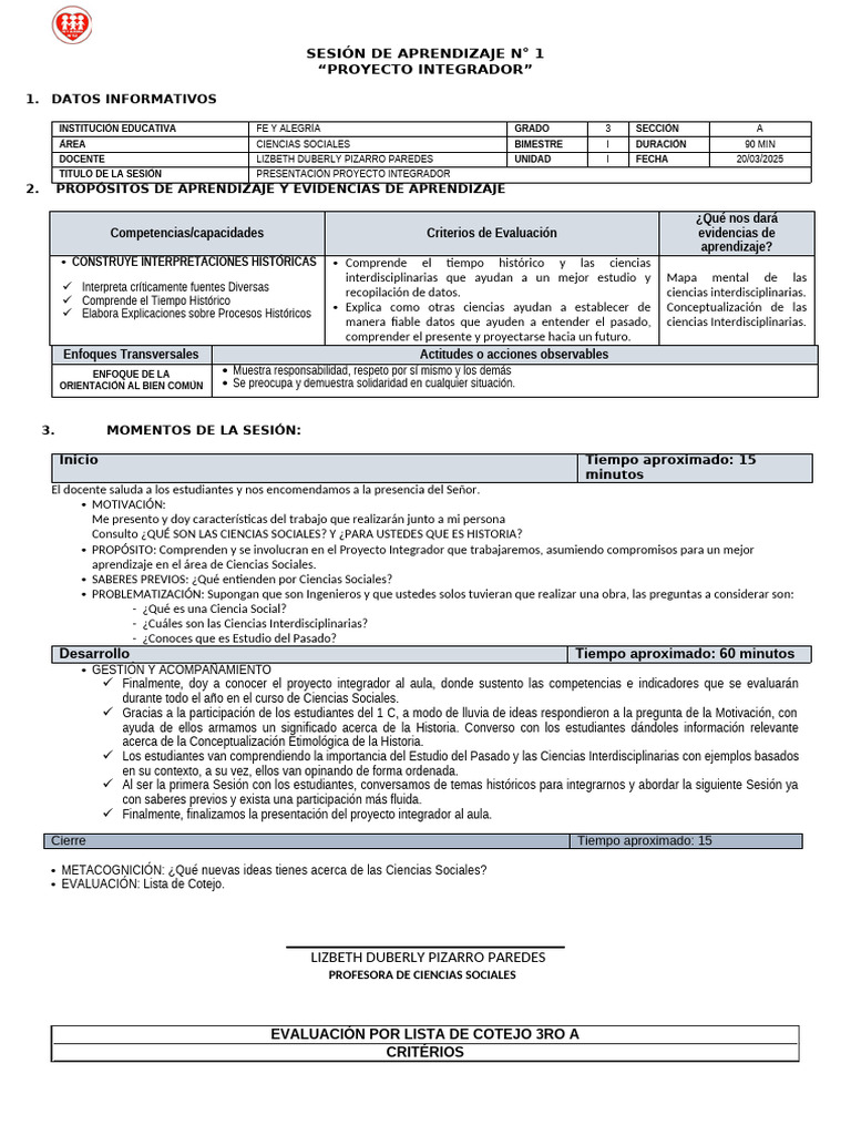 Sesión de Aprendizaje - CCSS 3A | PDF | Aprendizaje | Maestros